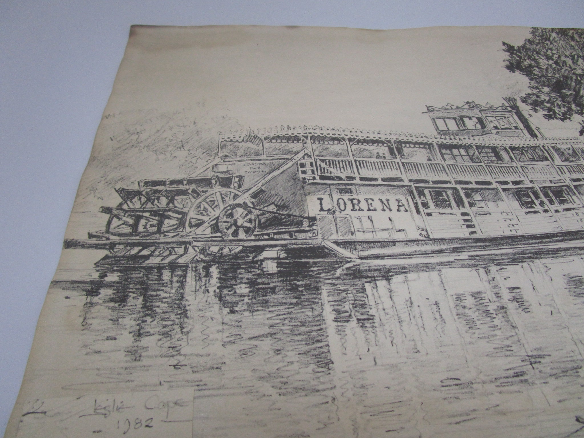 1982 Original Pen & Ink Drawing by Leslie Cope Riverboat Lorena - Etsy