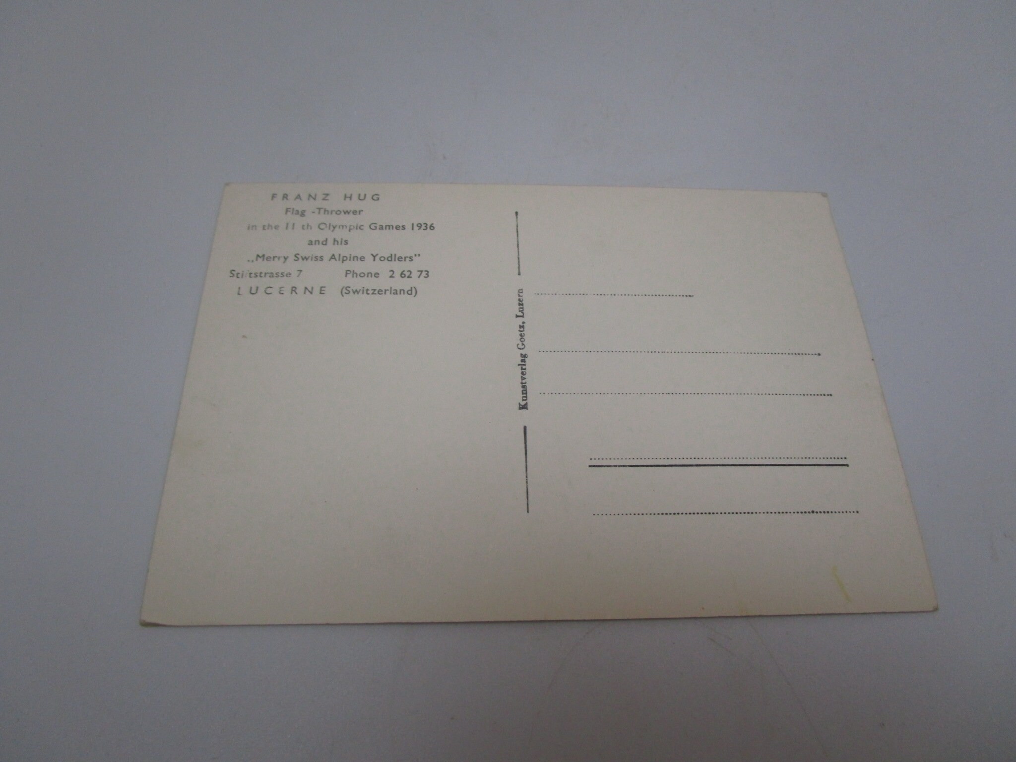 1936 Olympic Flag Thrower Franz Hug Autograph Photo & Postcard - Etsy