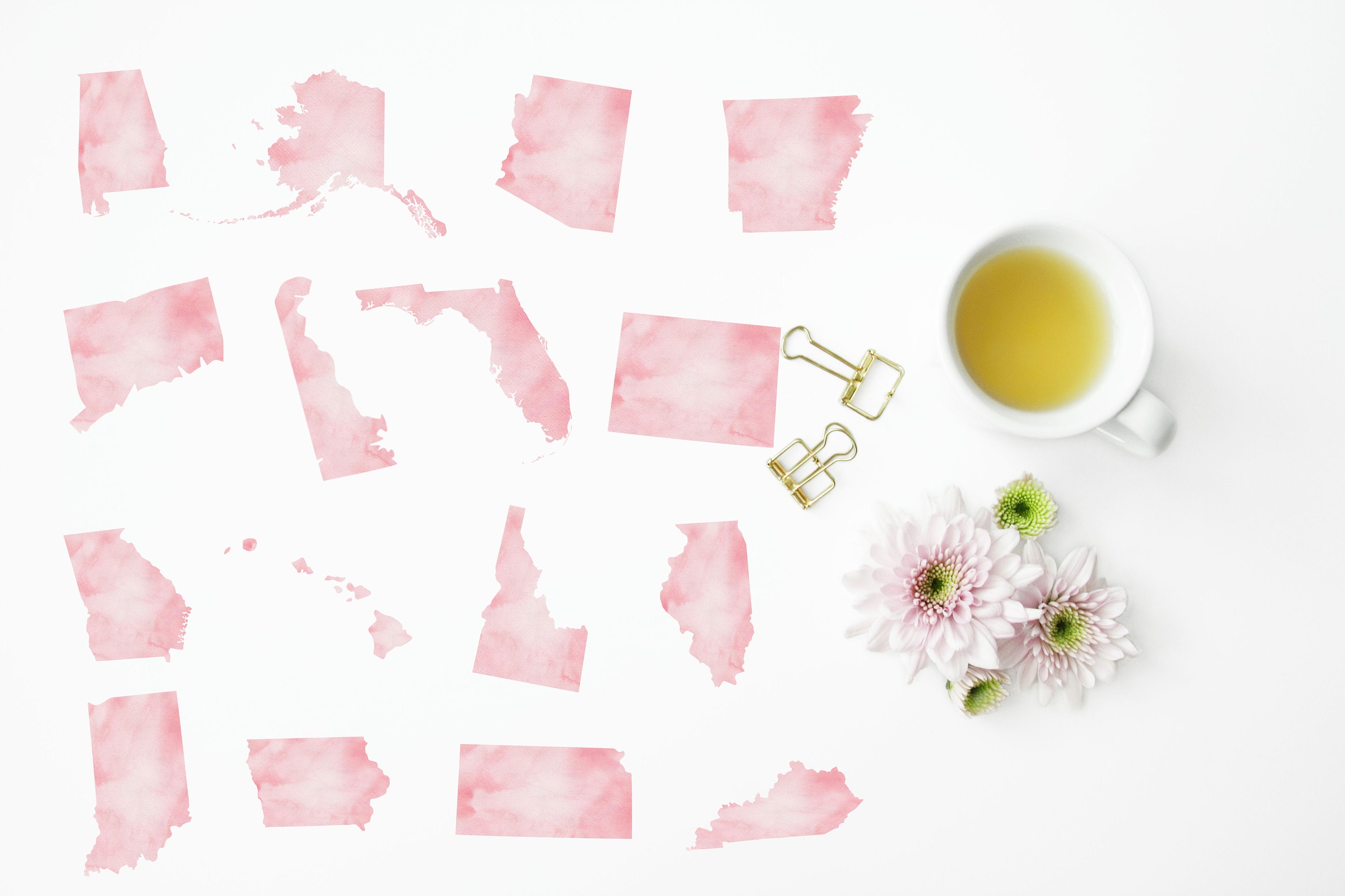 USA Map Watercolor Clipart 50 States Watercolor Clip Art - Etsy Canada