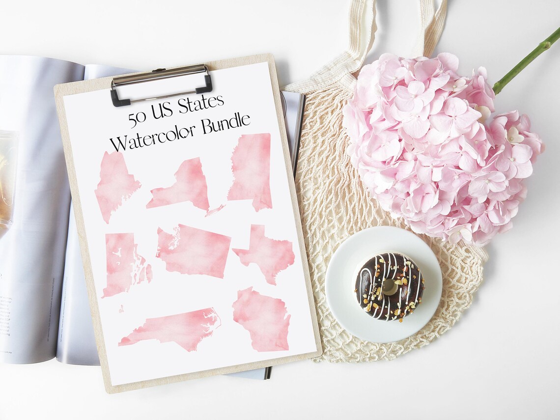 USA Map Watercolor Clipart 50 States Watercolor Clip Art - Etsy Canada