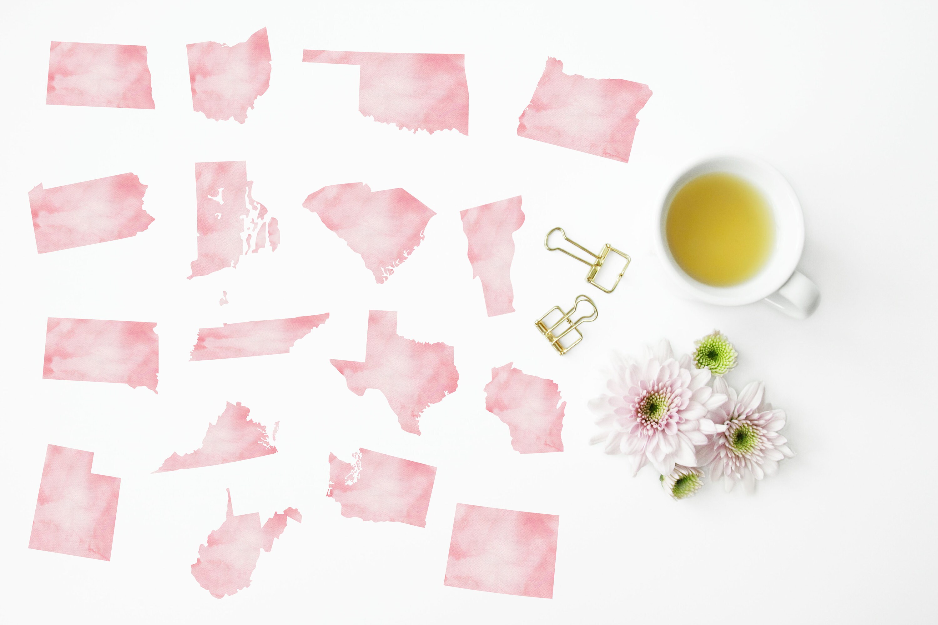 USA Map Watercolor Clipart 50 States Watercolor Clip Art - Etsy Canada