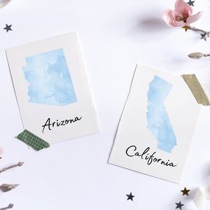 USA Map Blue Watercolor Clipar, 50 States Watercolor Clip Art Bundle ...