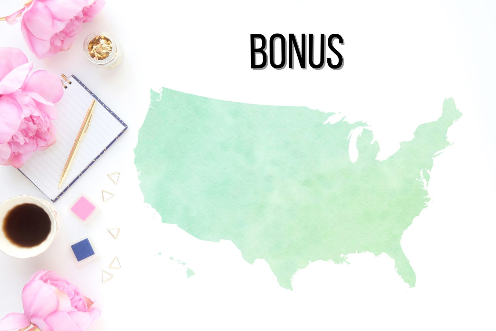 USA Map Watercolor Clipart, 50 States Watercolor Clip Art Bundle ...