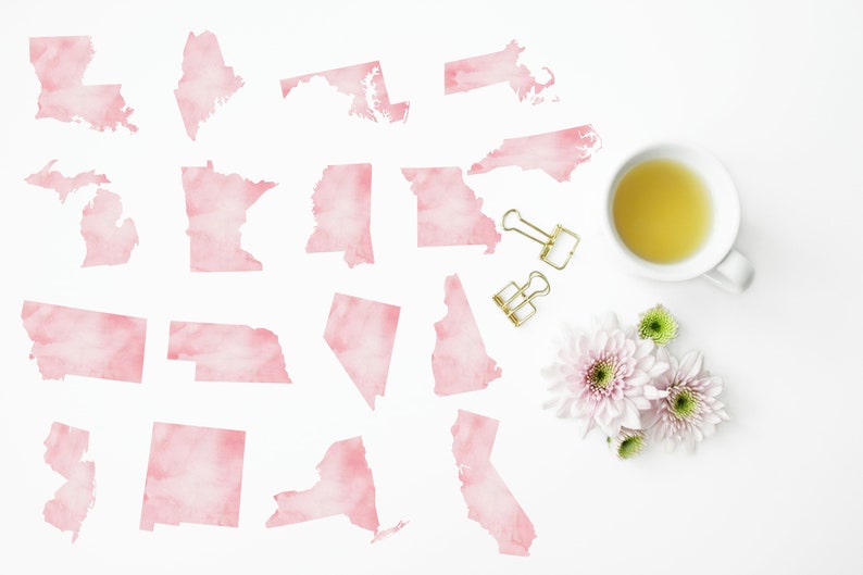 USA Map Watercolor Clipart 50 States Watercolor Clip Art - Etsy Canada