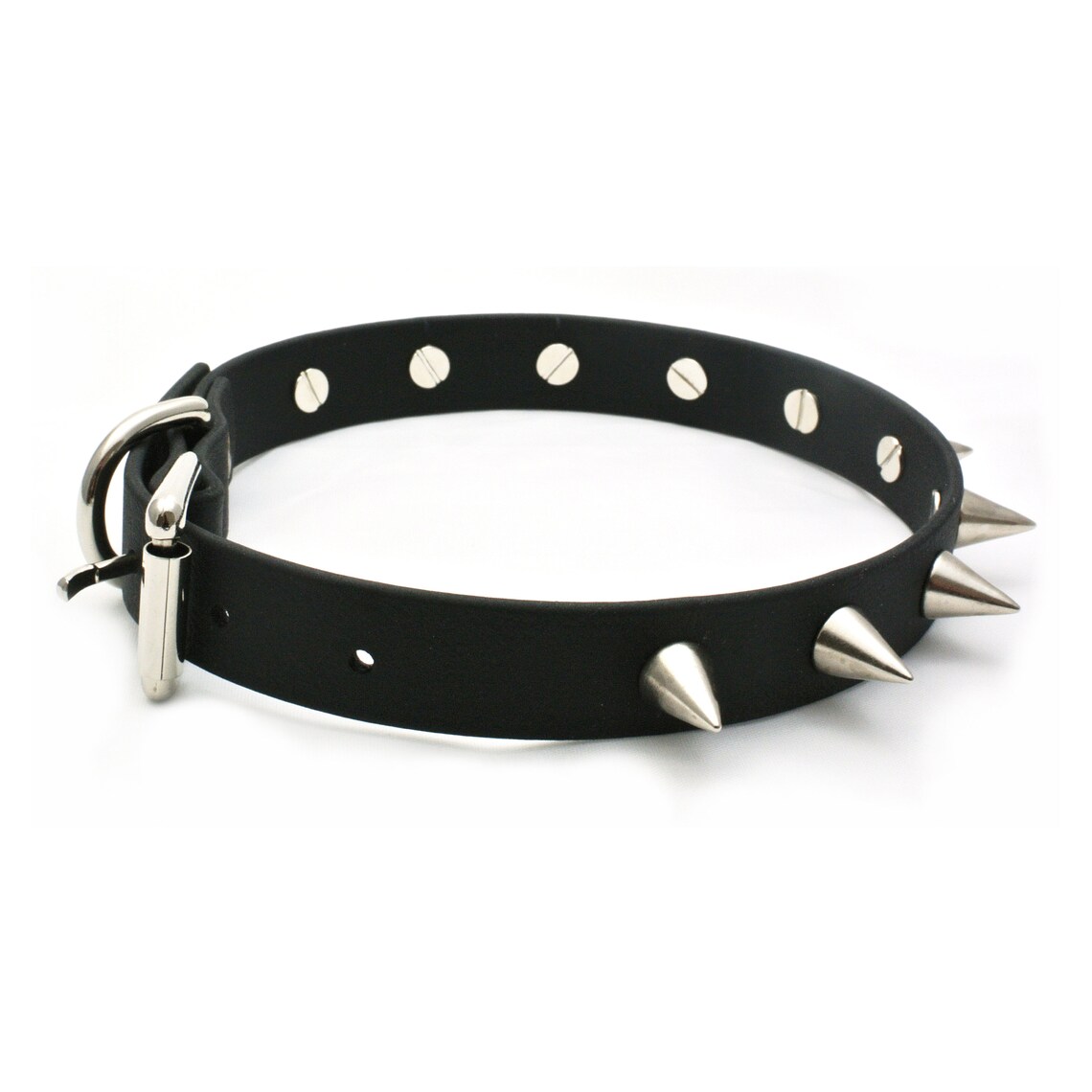 Black Vegan Leather Spiked Punk Collar - Etsy UK