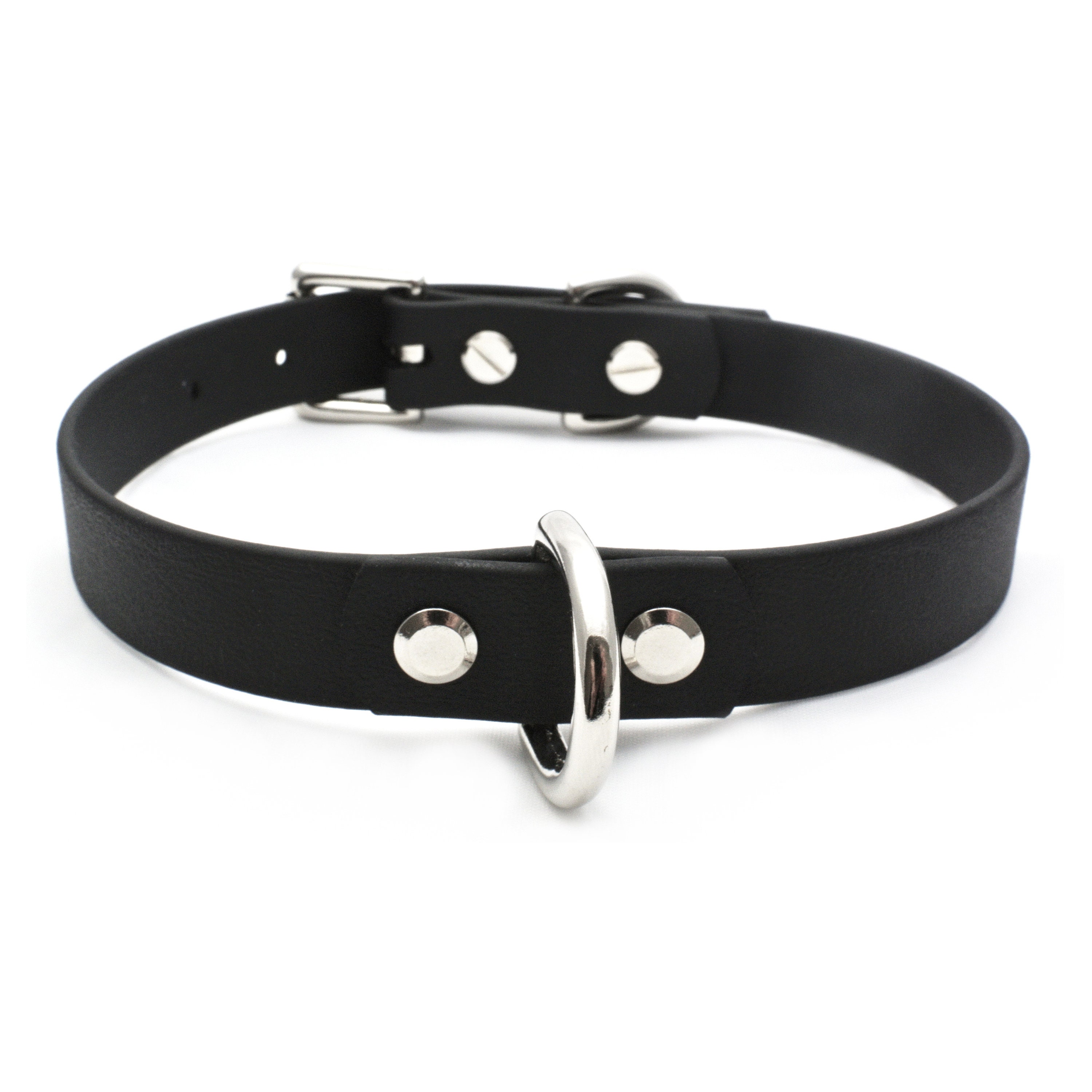 Black Vegan Leather 19mm Wide D-ring Collar - Etsy