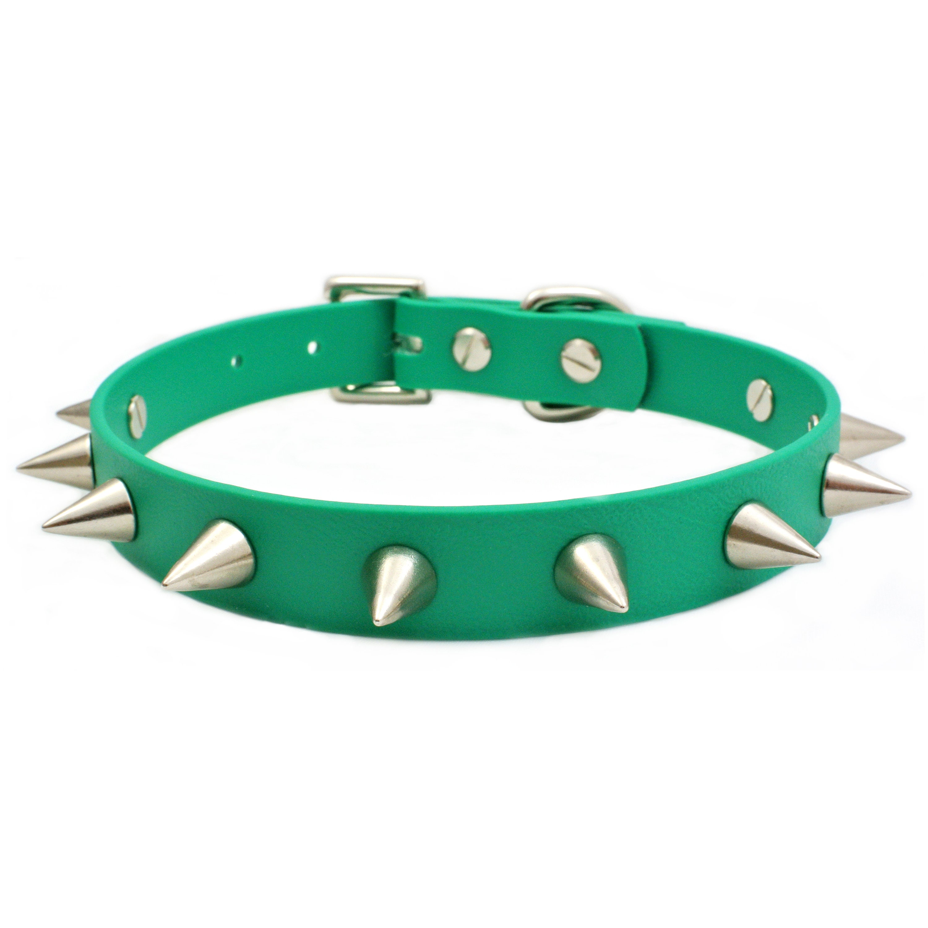Green Vegan Leather Spiked Punk Collar - Etsy UK