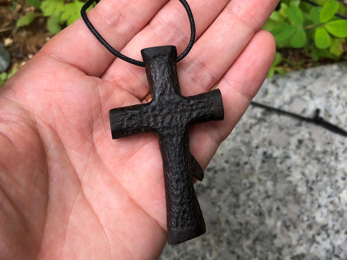 Wood Cross Necklace-africa Ebony-christmas Gift - Etsy