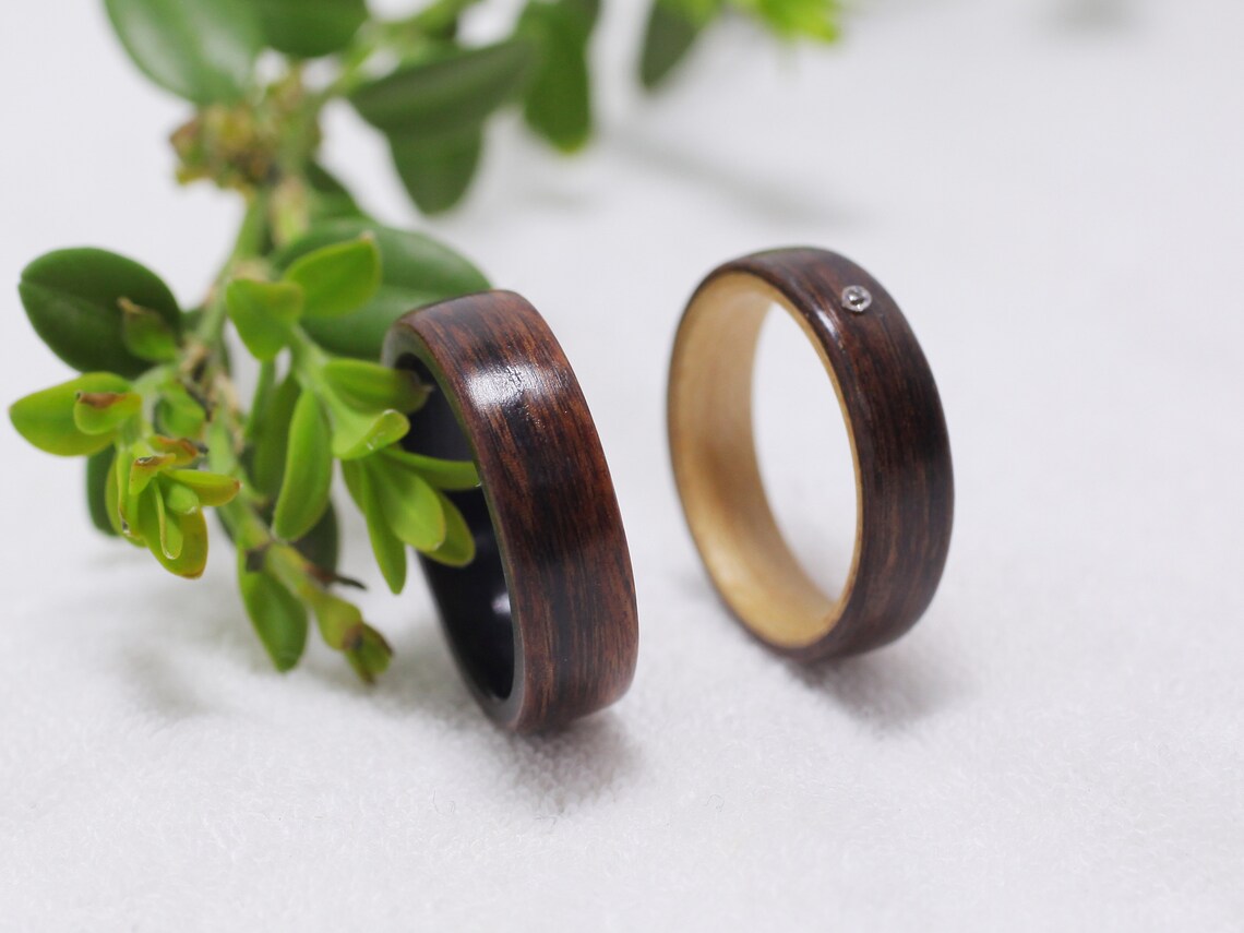 Wood Ring Set-wood Wedding Band-wood Wedding Ring-wood Ring - Etsy