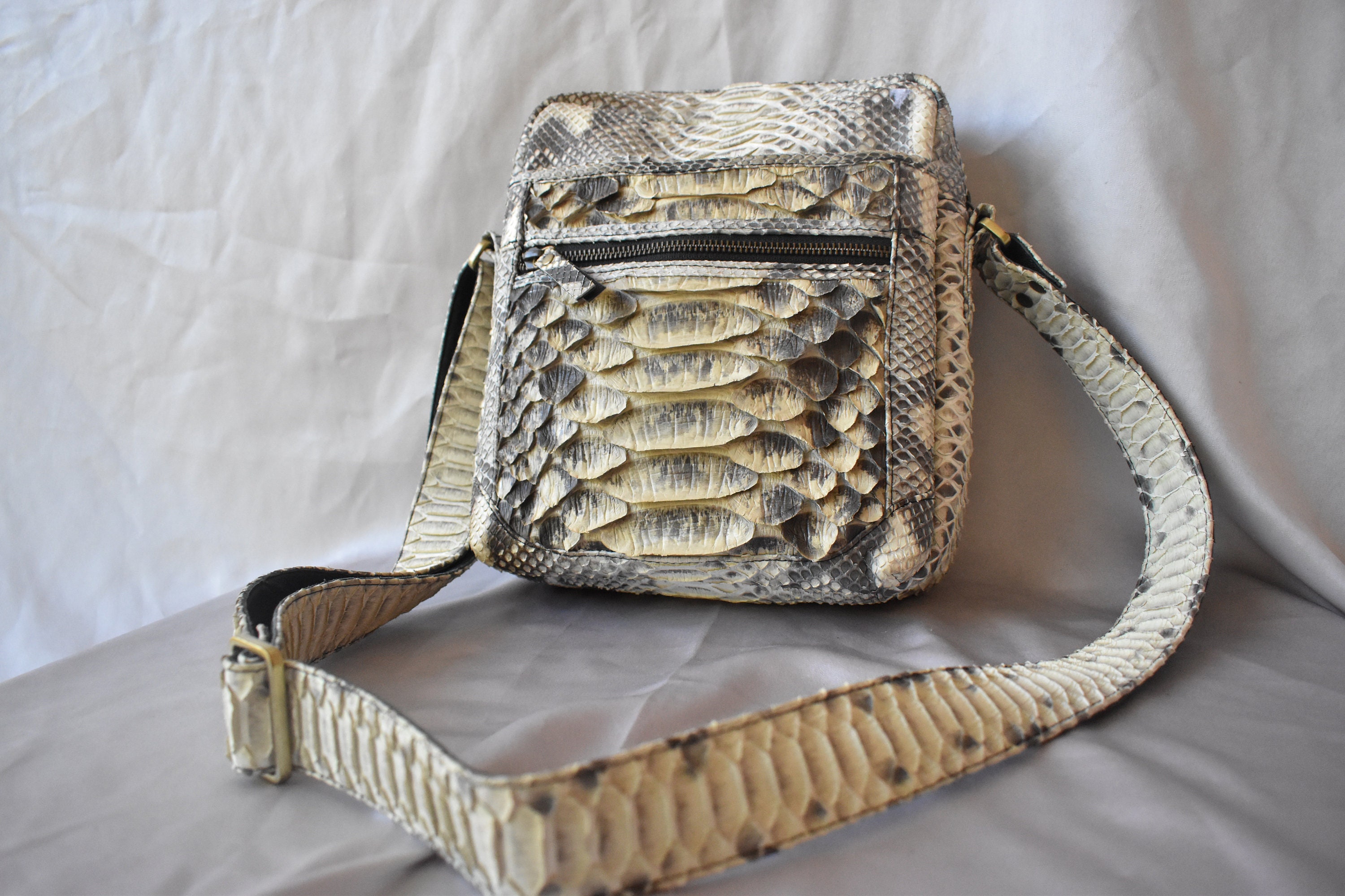 Snake skin designer mens bag Genuine Python leather bag | Etsy