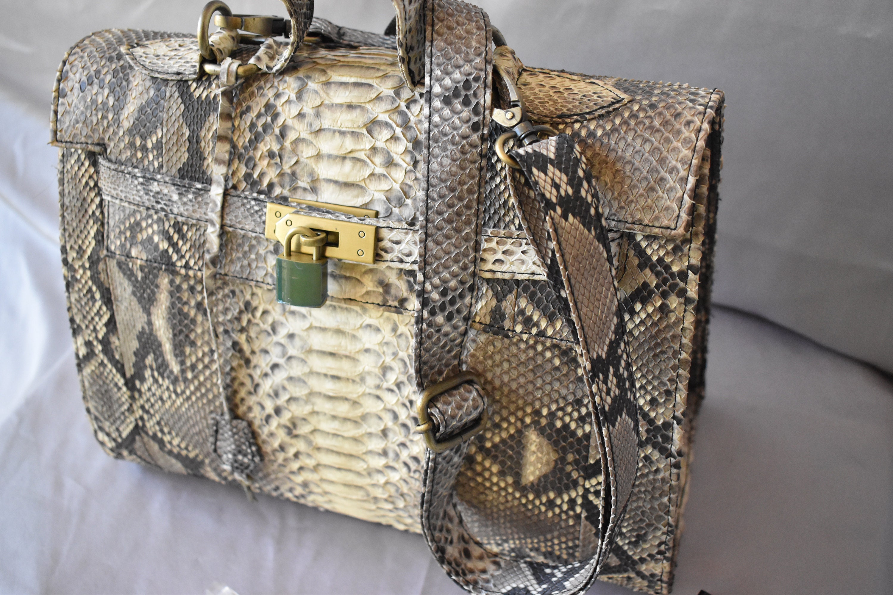 Snake skin designer medium handbags for women Genuine Python | Etsy