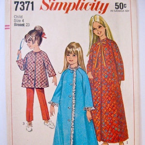 Vintage 1967 Simplicity Sewing Pattern 7371 Girls Sz 4 Breast 23" Long ...