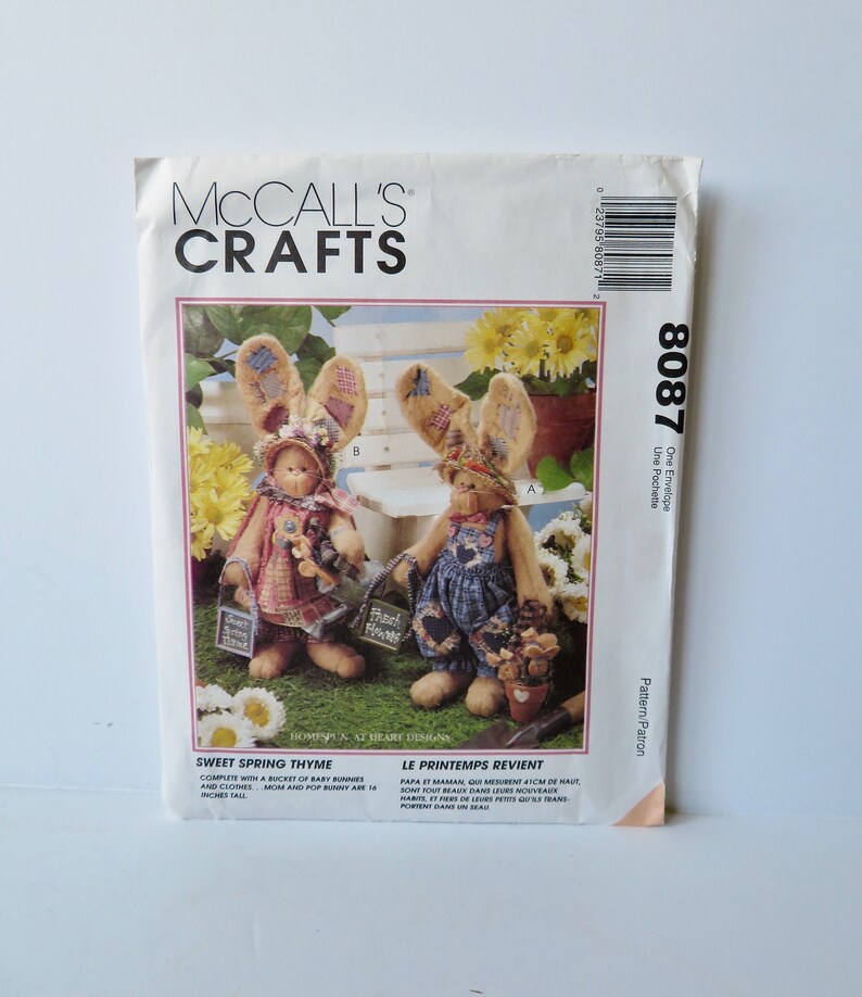 Vintage Mccalls Crafts Uncut Sewing Pattern 8087 1996 Sweet Spring Thyme 16" Stuffed Bunny ...