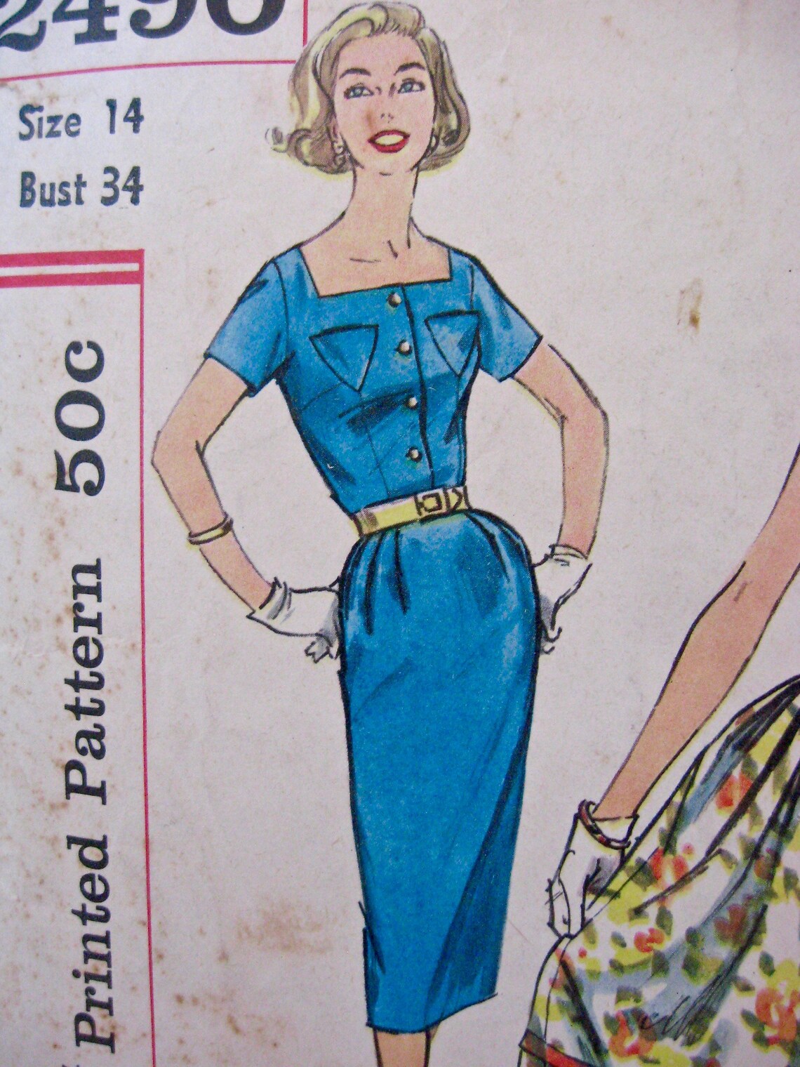 Vintage Simplicity Sewing Pattern 2490 1958 Sz 14 Modern Size 2 or 4 ...