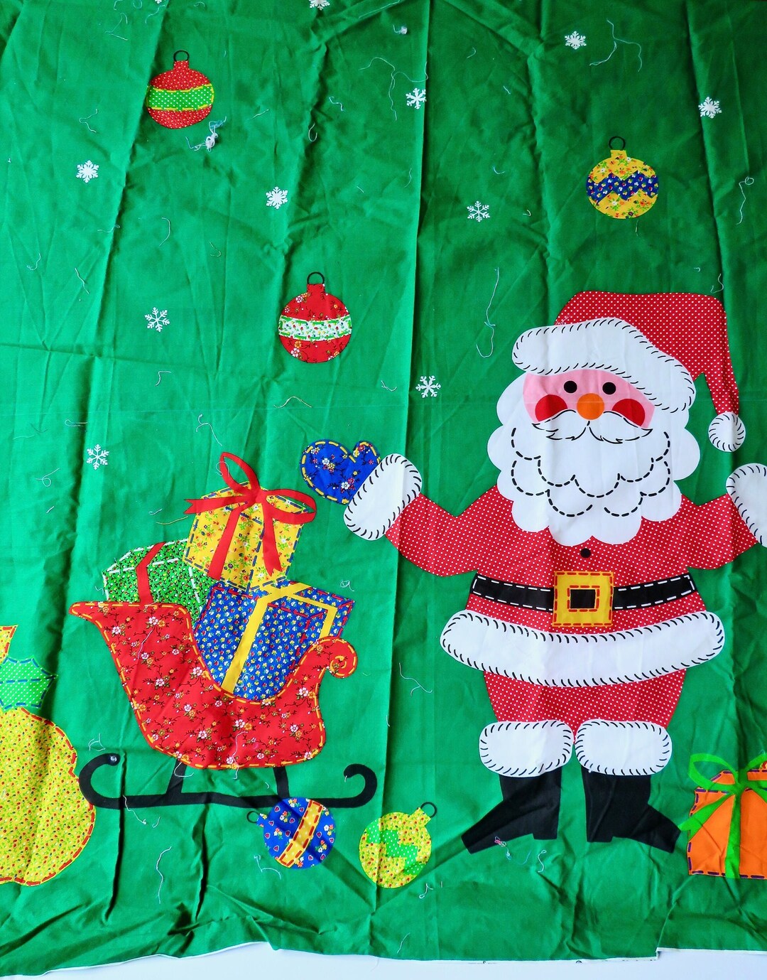 Vintage 70s 80s Calico Floral Patchwork Christmas Appliques Cut and Sew ...