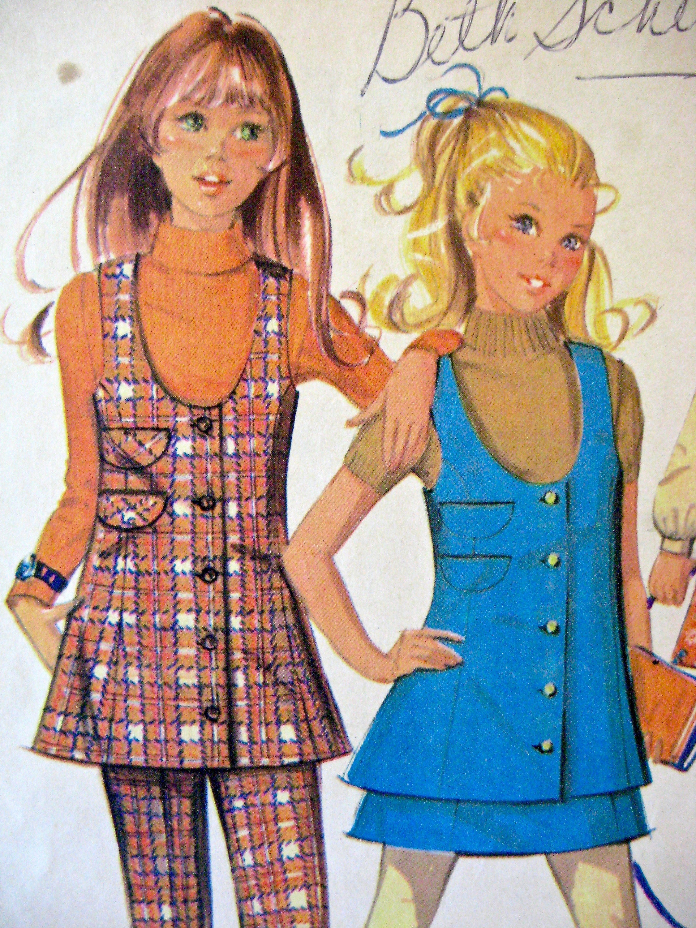 Vintage Mccalls 70s 1970 Sewing Pattern 2606 Girls Sz 7 Breast 26 ...