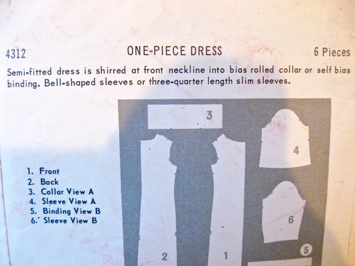 Vintage Butterick 60s 1960s EASY Sewing Pattern 4312 sz 14 | Etsy