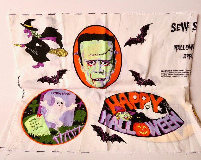 Vintage Wamsutta Hallmark Cards Sew Scary Halloween Appliques Printed ...