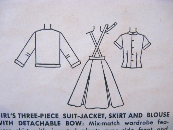Vintage Simplicity Sewing Pattern 1479 1955 Sz 7 Breast 25" Girls 3pc ...