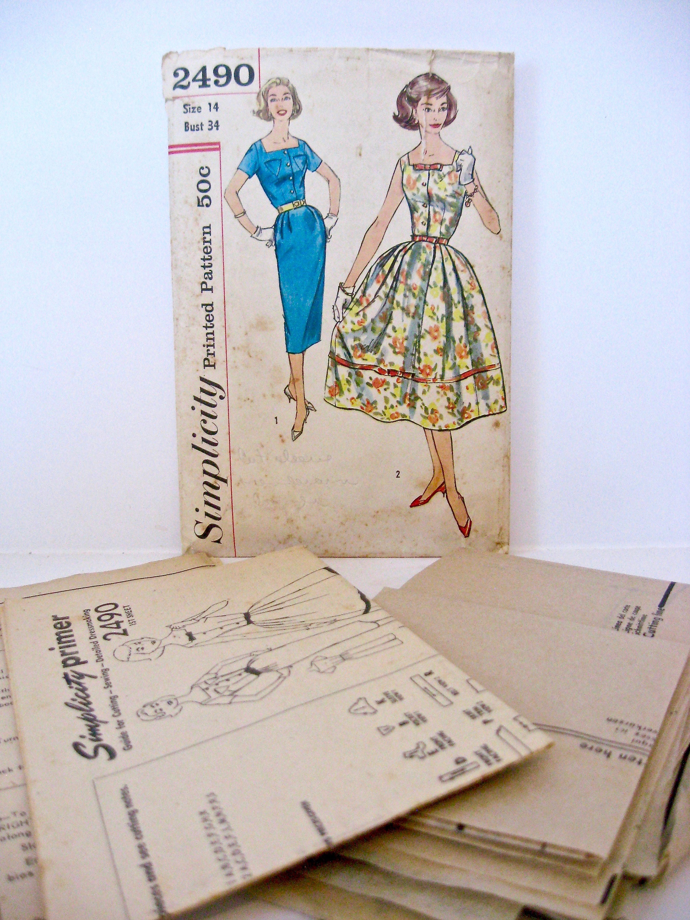 Vintage Simplicity Sewing Pattern 2490 1958 Sz 14 Modern Size 2 or 4 ...