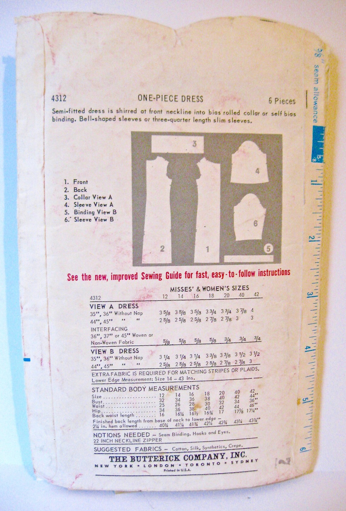 Vintage Butterick 60s 1960s EASY Sewing Pattern 4312 sz 14 | Etsy