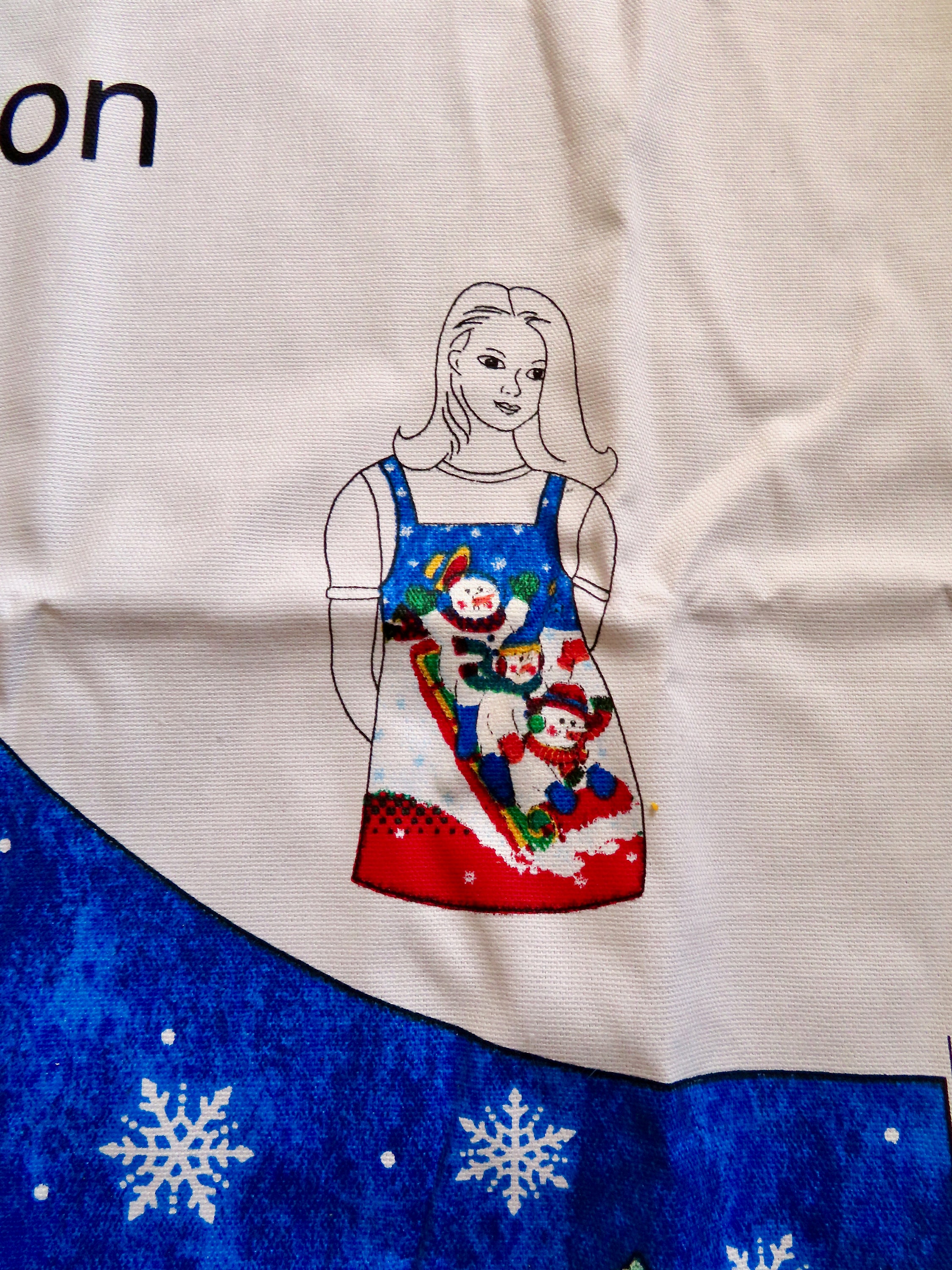 Vintage Fabric Traditions Screen Print Snow Buddies Apron Printed Panel ...