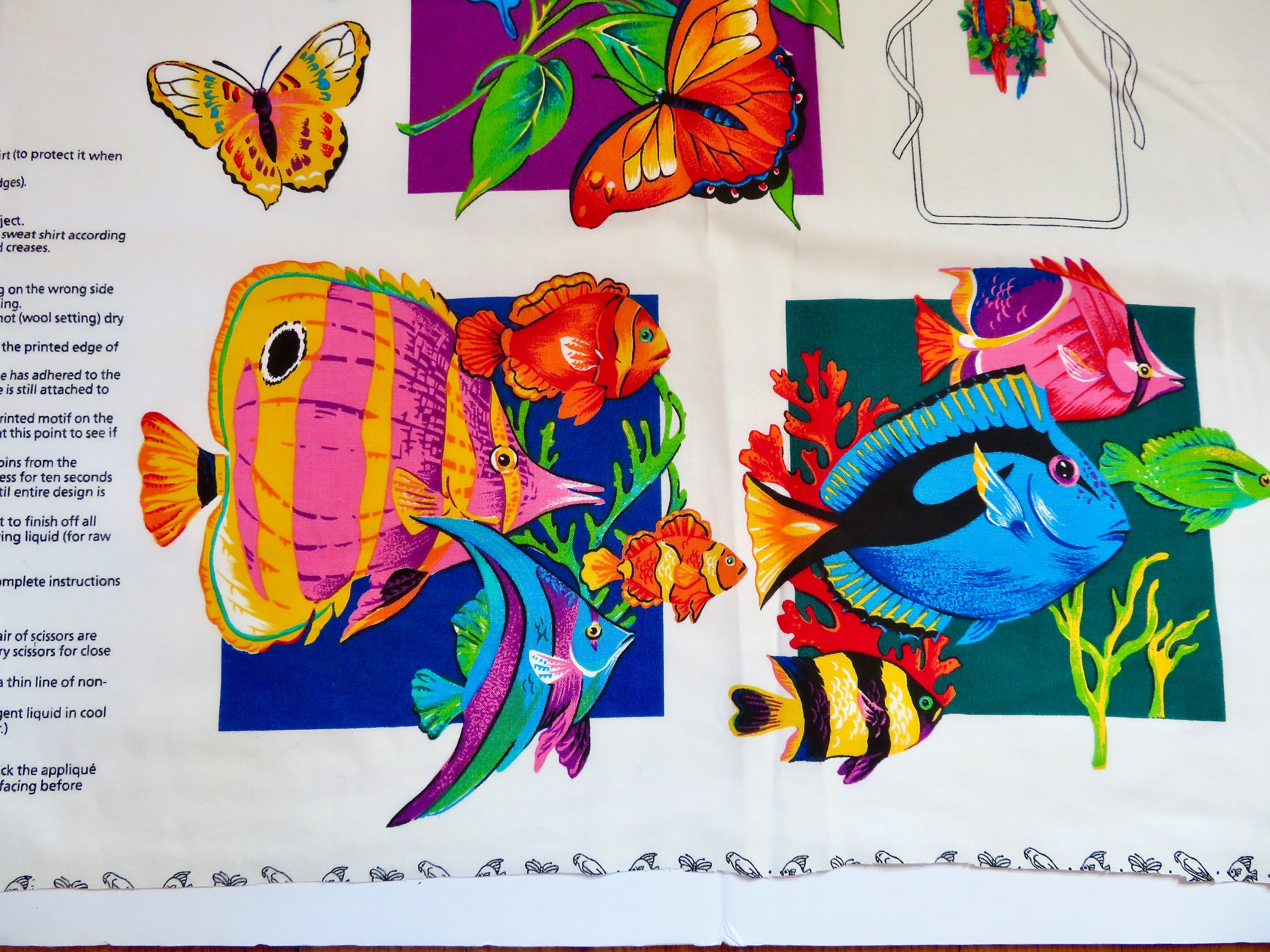 Vintage VIP Cranston Print Works Tropical Island Appliques Animals ...