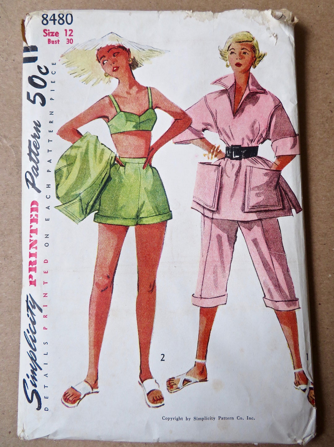 Vintage Simplicity 1952 50s UNCUT FF Sewing Pattern 8480 Sz 12 Modern ...