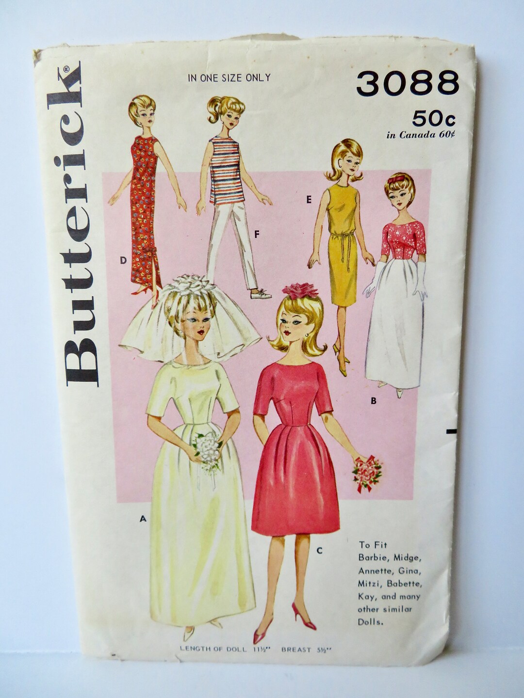 Vintage 60s 1960s Butterick 3088 Mid Century Sewing Pattern - Etsy