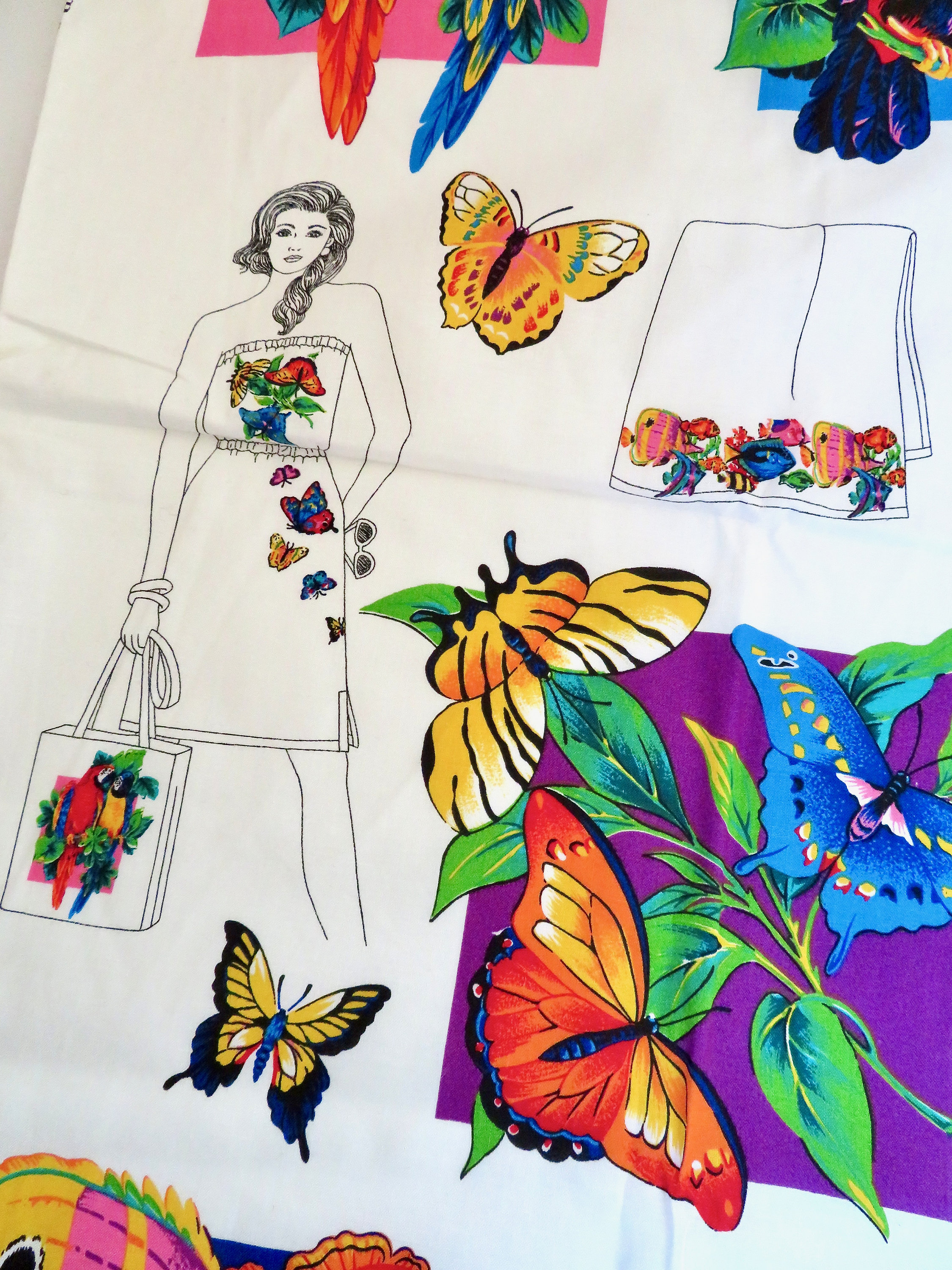 Vintage VIP Cranston Print Works Tropical Island Appliques Animals ...