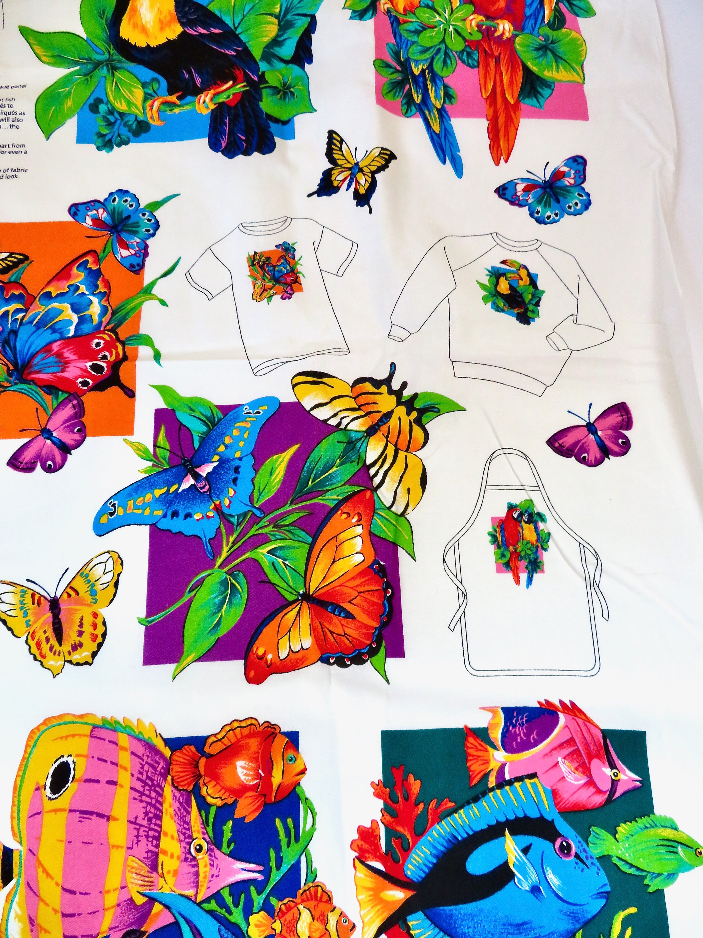 Vintage VIP Cranston Print Works Tropical Island Appliques Animals ...