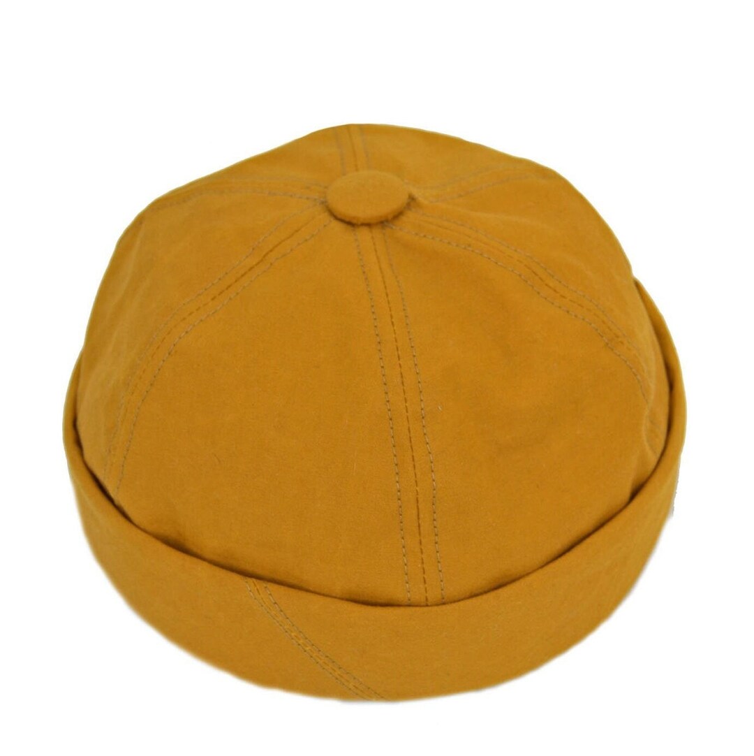 Dry British Oilskin Docker Cap, Mustard Yellow, Fake Roll-up Brim ...