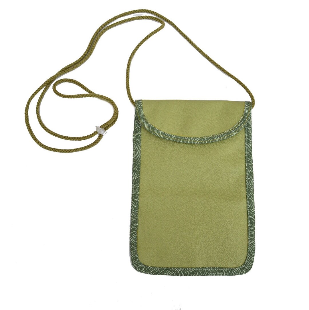 Pale Green Leather Chest Pouch Bag Neck Pouch Small Cross - Etsy