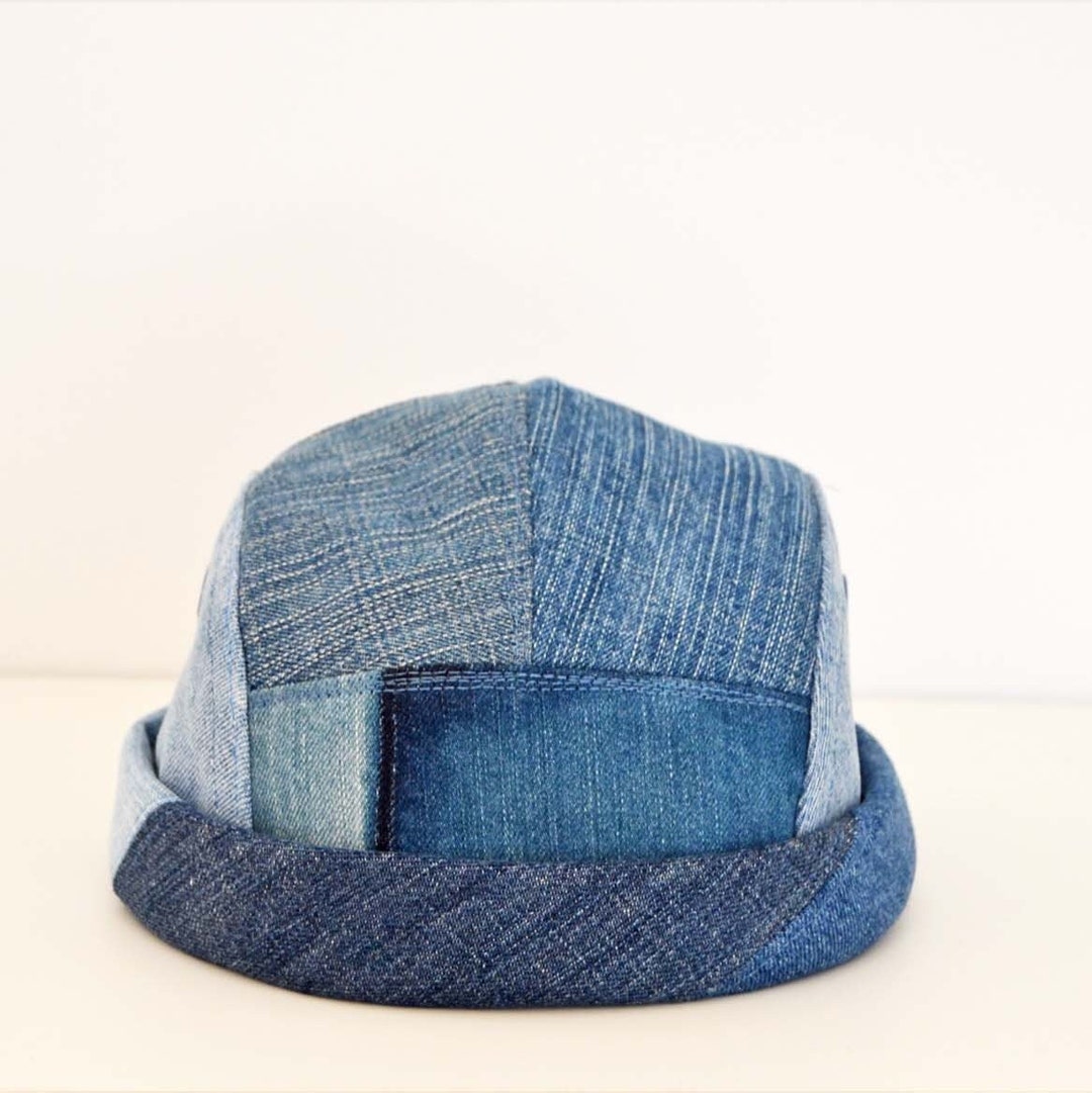 Recycled Denim Docker Cap. Handmade Unique Piece. 5 Panel Denim Docker ...