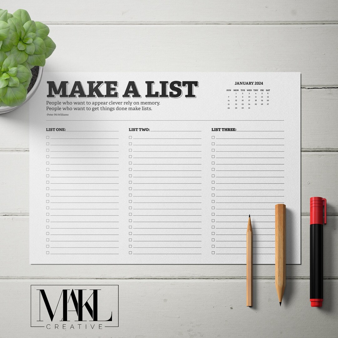 Multiple List Organizer Printable PDF Download to Do List Monthly ...