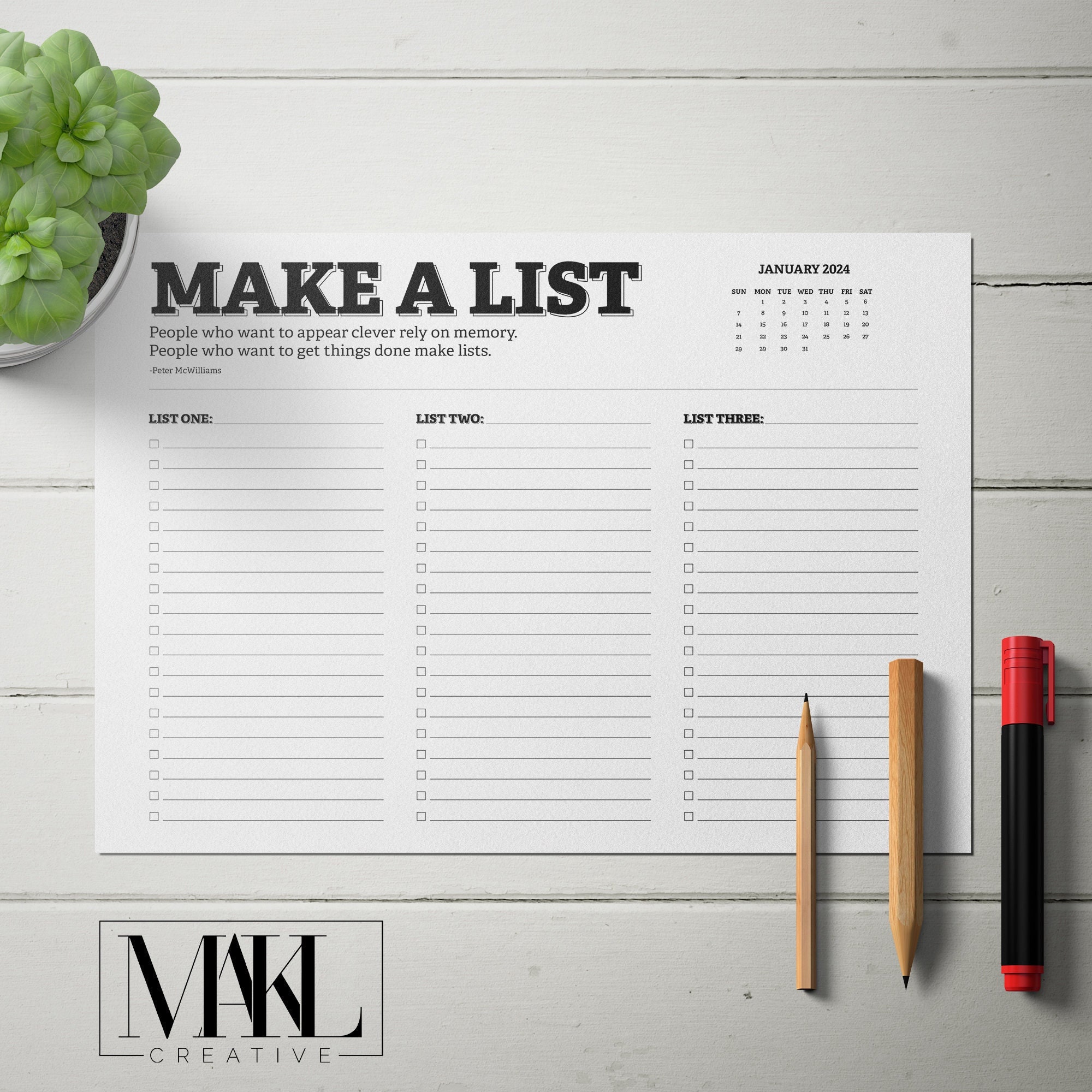 Multiple List Organizer Printable PDF Download to Do List Monthly ...