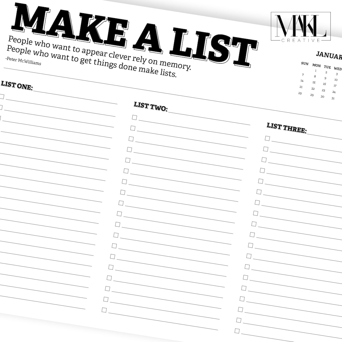 Multiple List Organizer Printable PDF Download to Do List Monthly ...