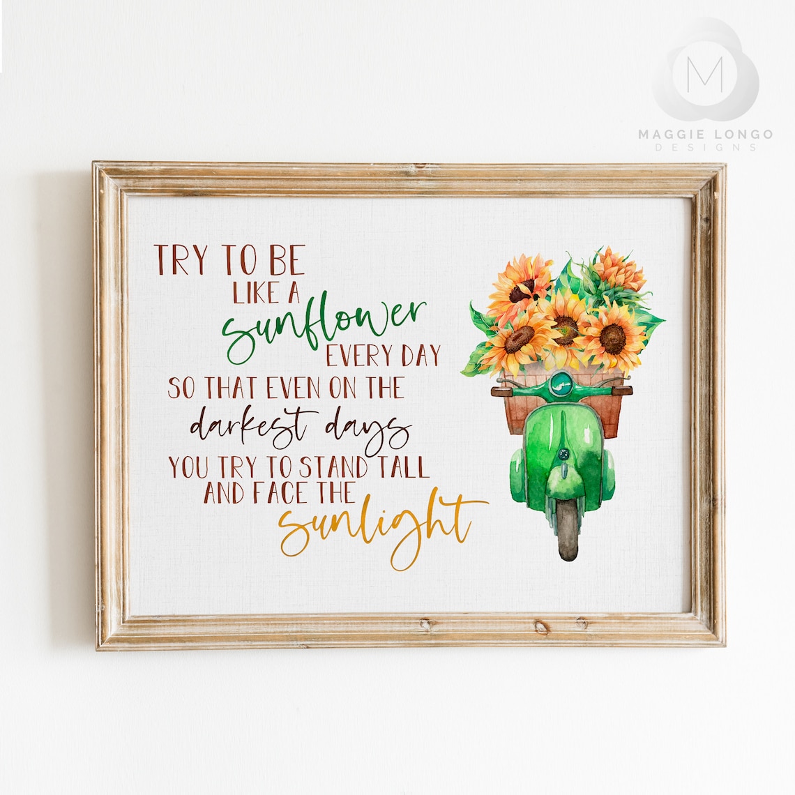 Sunflower Quote Wall Art Digital Download Printable Sign Be Like A ...