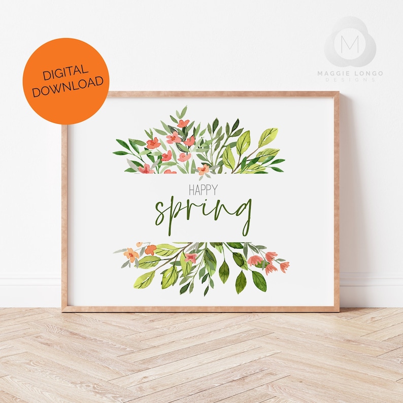 Happy Spring Print; Spring Wall Art; Digital Download; Printable - Etsy