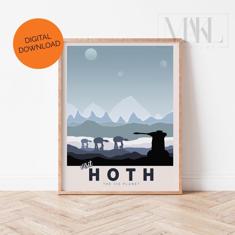 Hoth, Travel Poster, Star Wars, Printable Wall Art, Digital Download ...