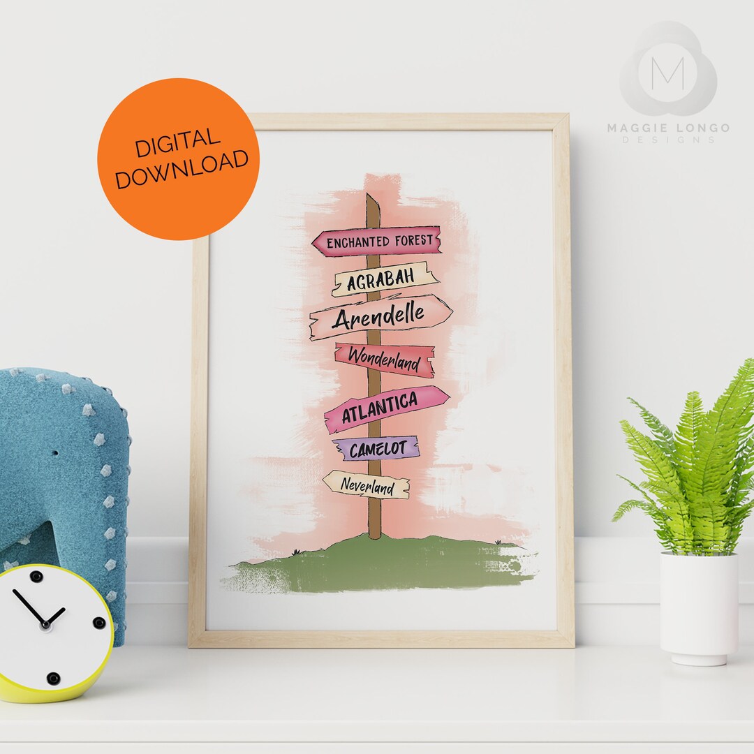 Princess Storybook Sign, Printable Wall Art, Digital Download Print - Etsy