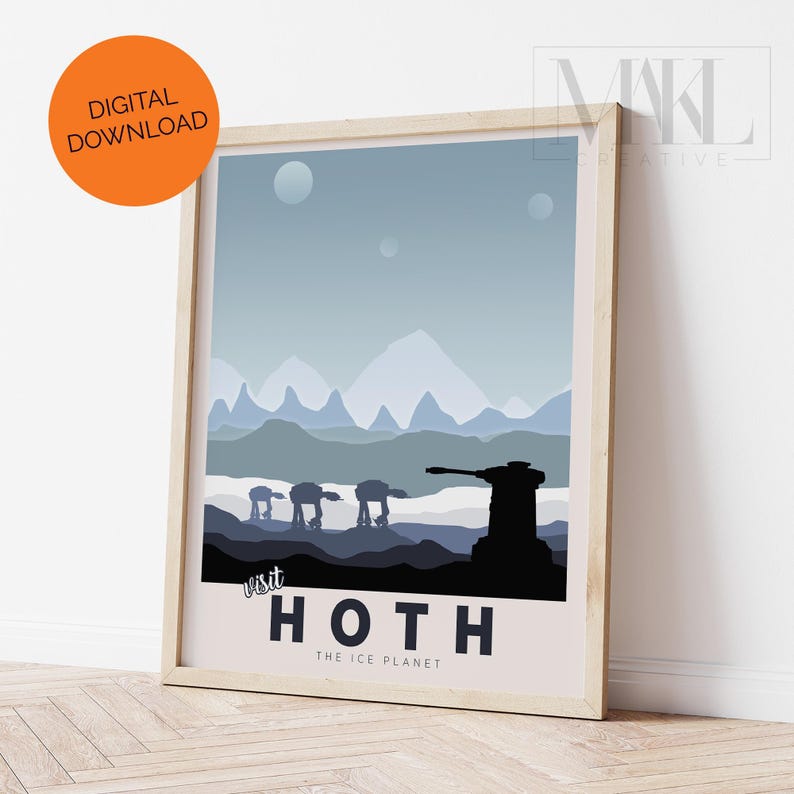 Hoth, Travel Poster, Star Wars, Printable Wall Art, Digital Download ...
