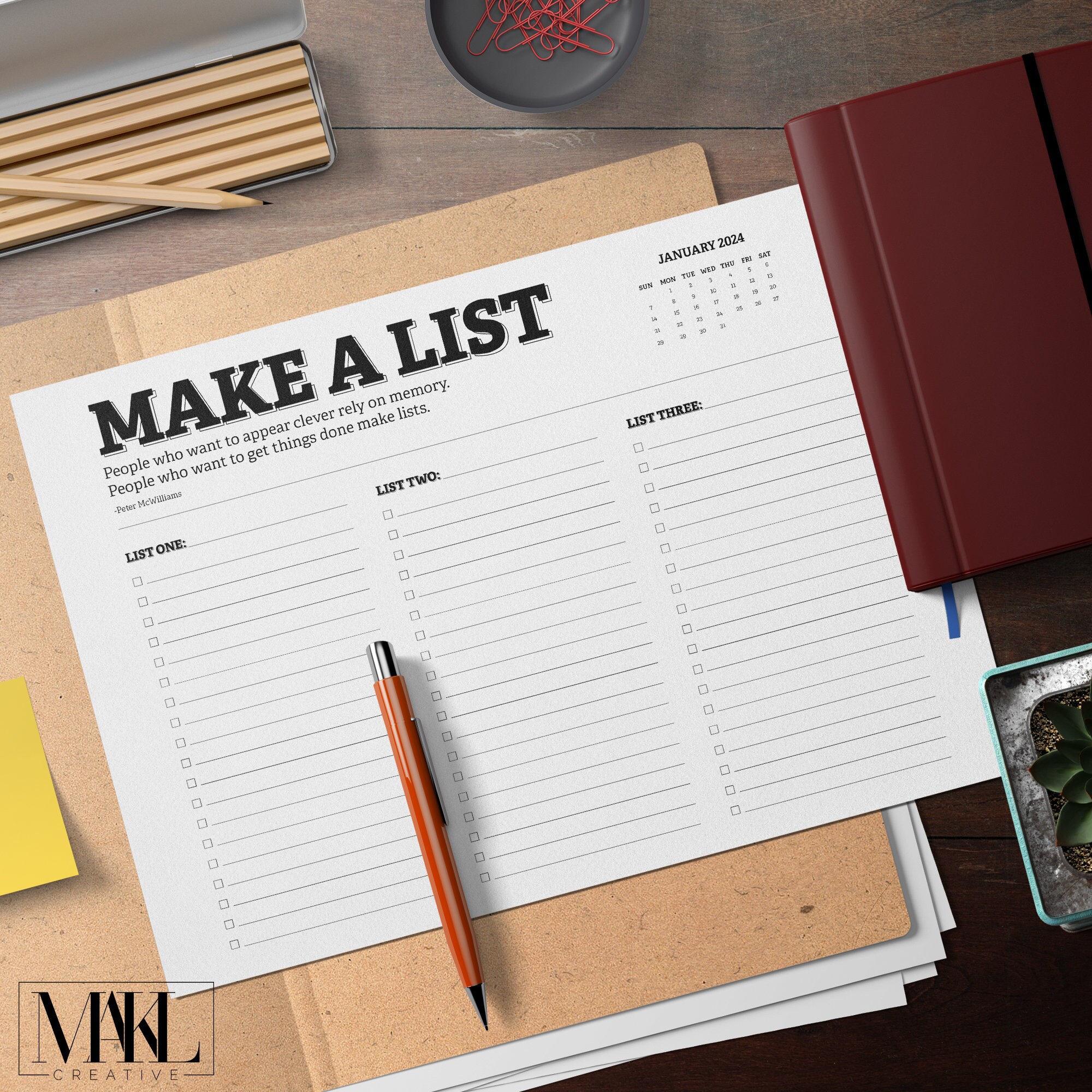 Multiple List Organizer Printable PDF Download to Do List Monthly ...