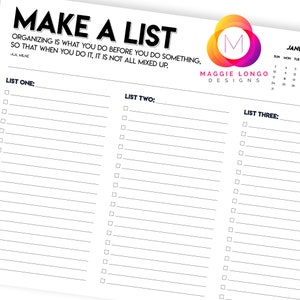 Multiple List Organizer Printable PDF Download to Do List - Etsy