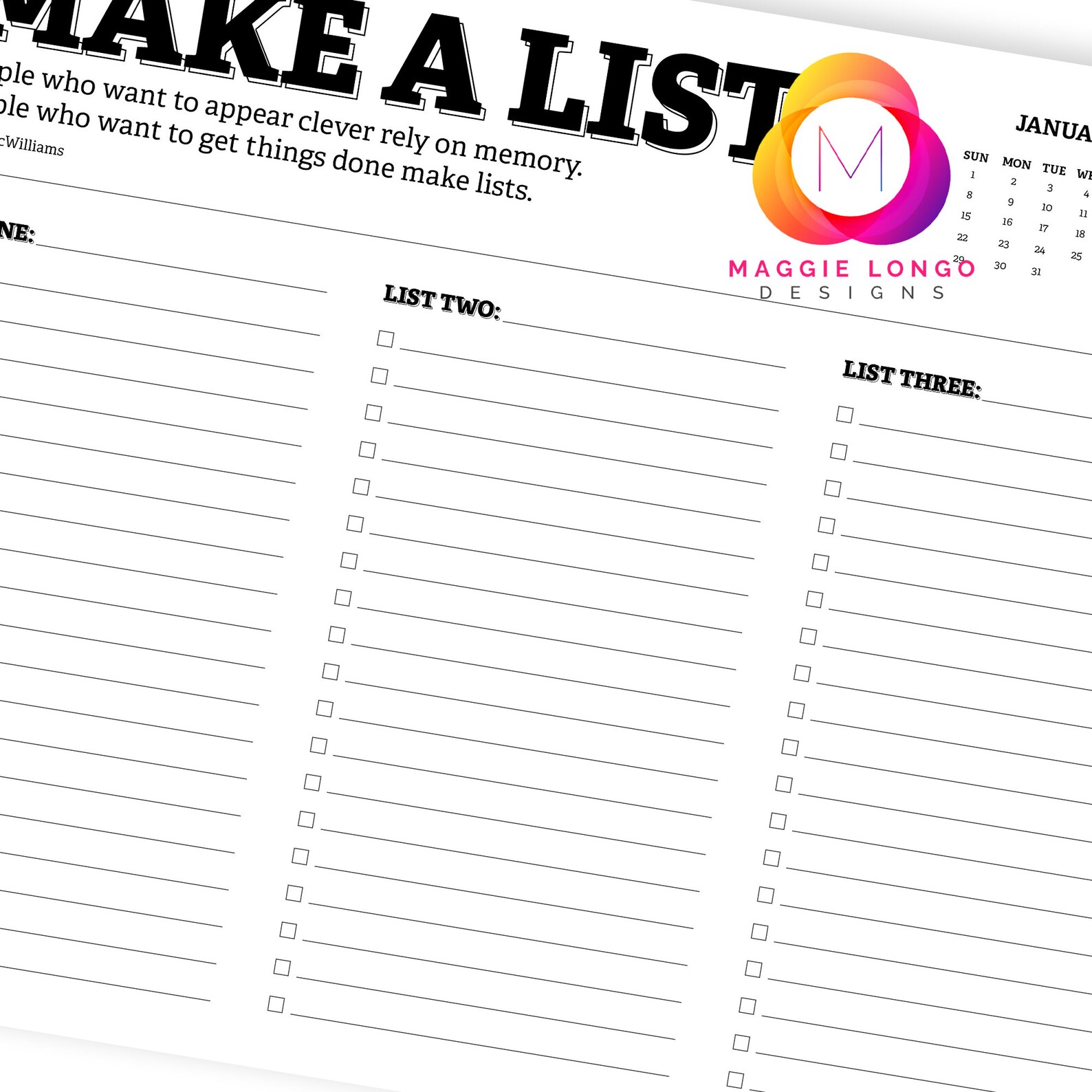 Multiple List Organizer Printable PDF Download to Do List - Etsy