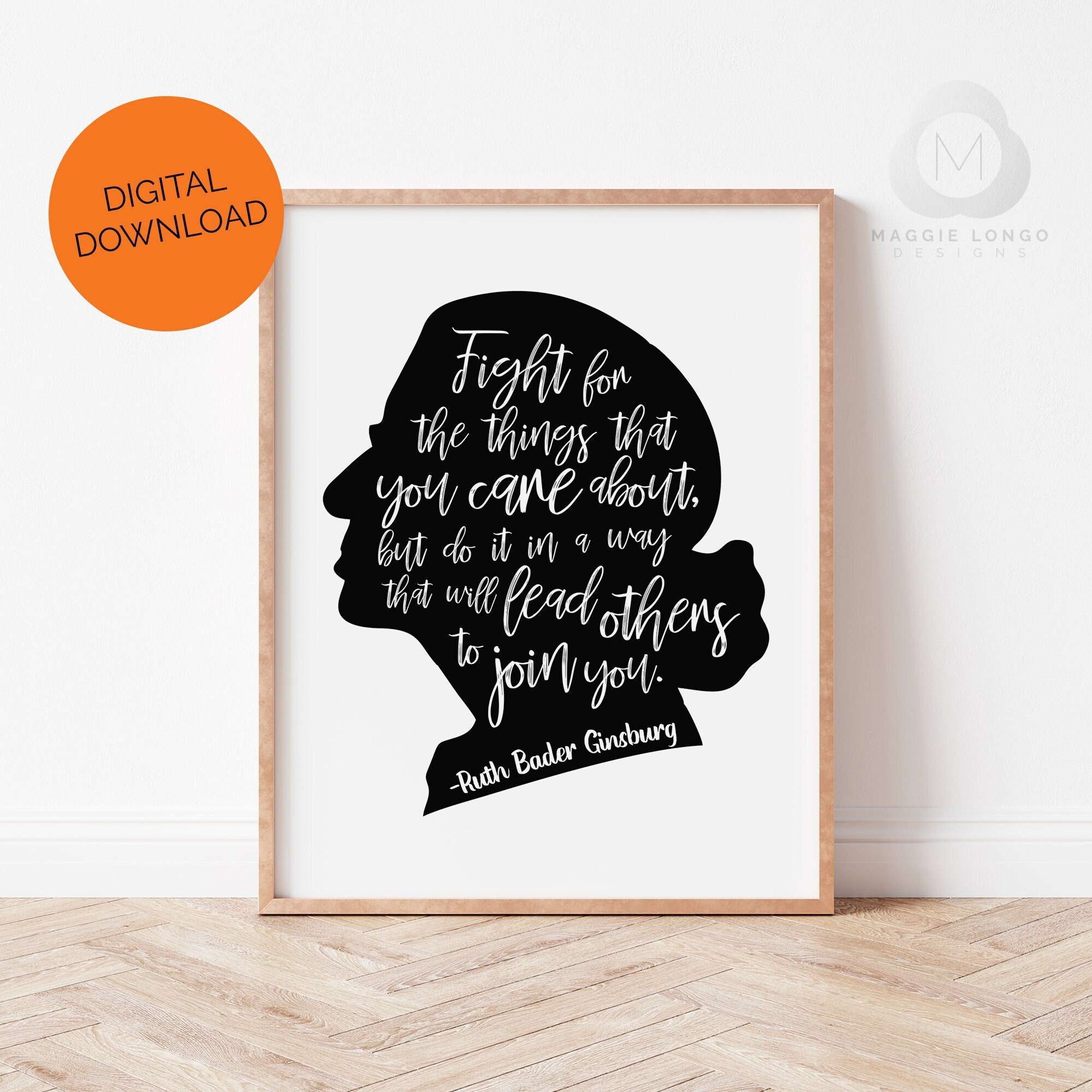 Ruth Bader Ginsburg Quote RBG Silhouette Fight for the - Etsy