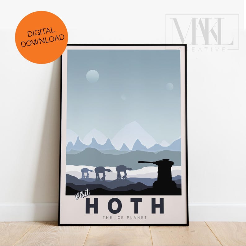 Hoth, Travel Poster, Star Wars, Printable Wall Art, Digital Download ...