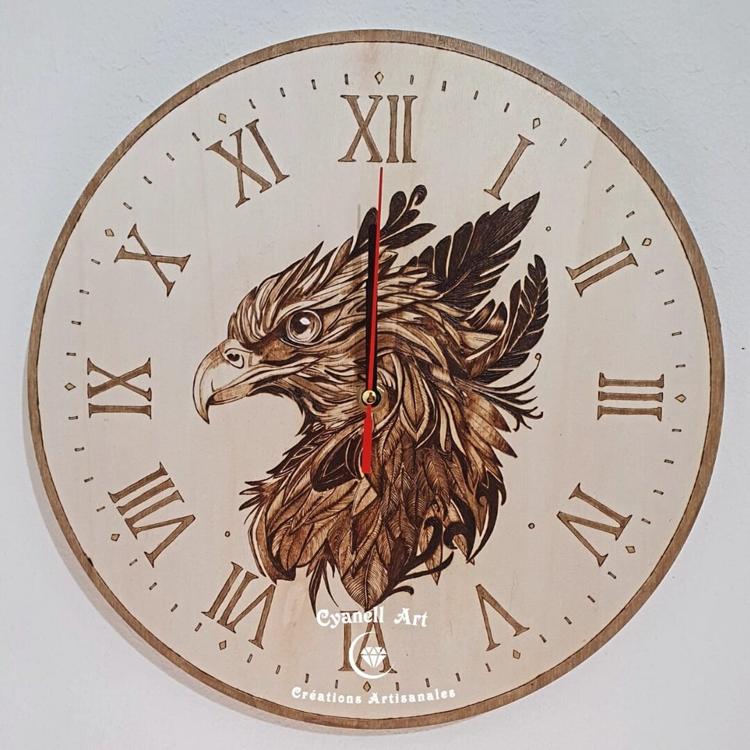 Pyrography Eagle Clock - Etsy