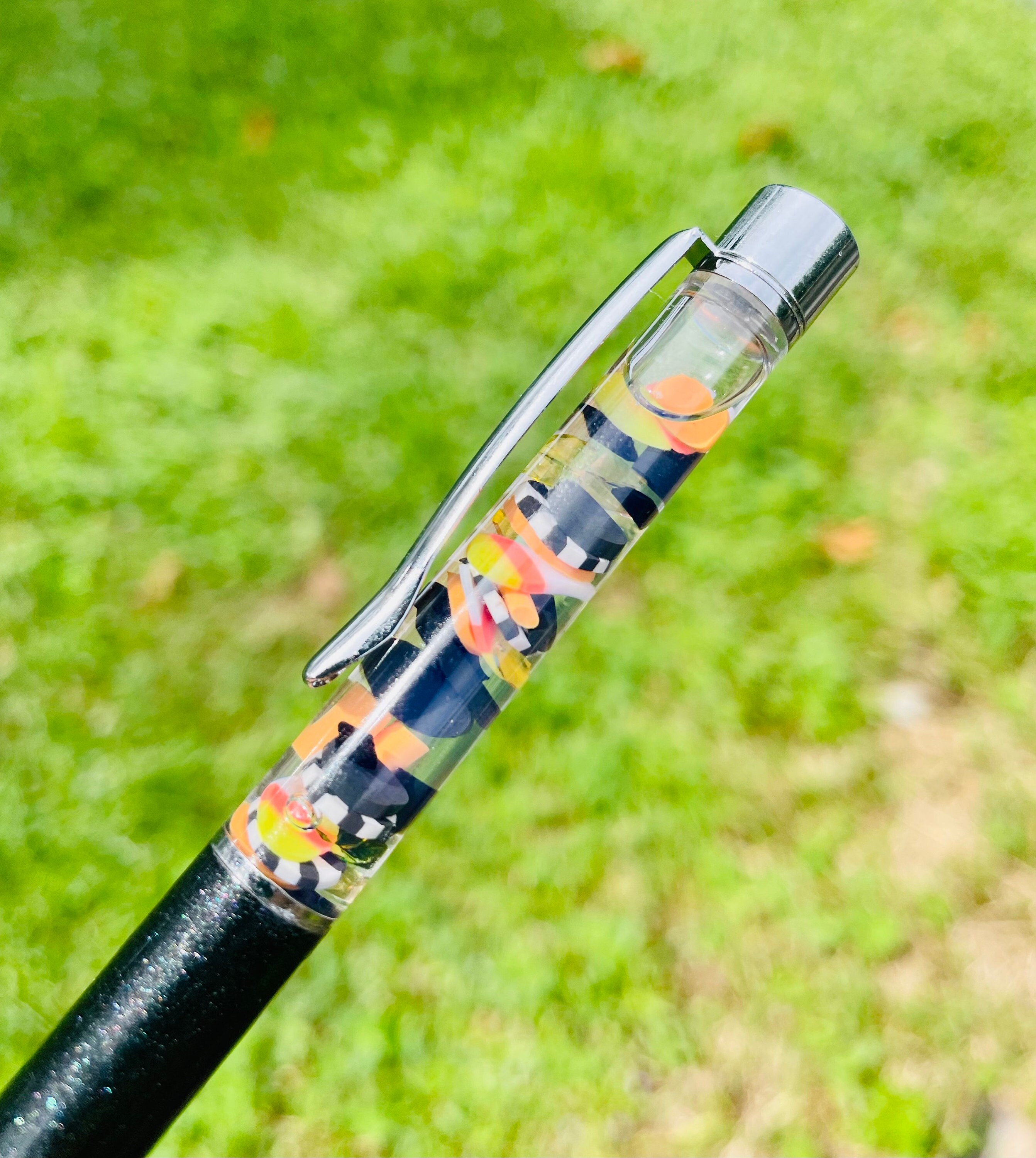 Personalized Halloween Floating Pen, Glitter Shapes, Refillable Black ...