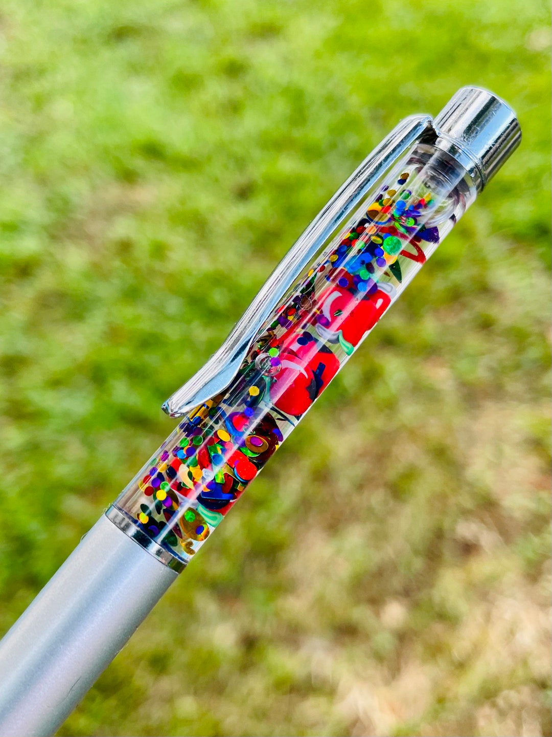 Personalized Teacher Floating Pen: Glitter School Theme Gift - Etsy